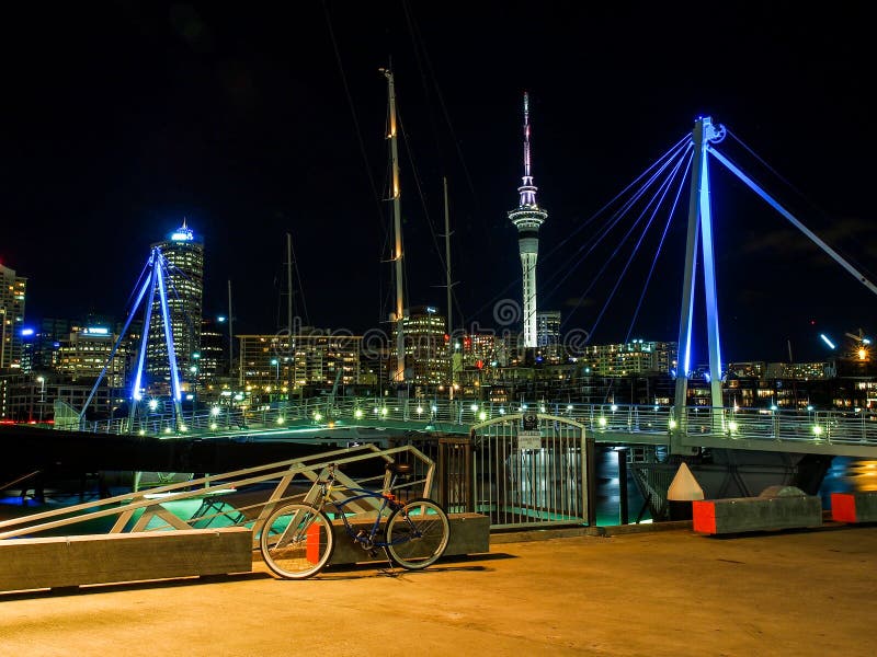 Auckland City at night editorial stock photo. Image of skyline - 59637508