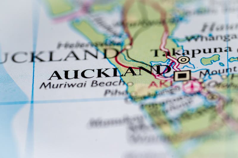 Auckland, New Zealand Highlighted on a World Map Stock Photo - Image of ...