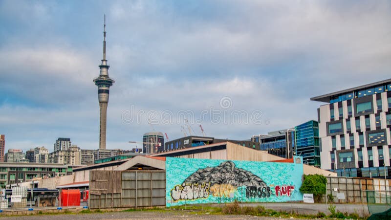 AUCKLAND, NZ - AUGUST 27, 2018: Auckland Waterfront Modern Buildings on ...