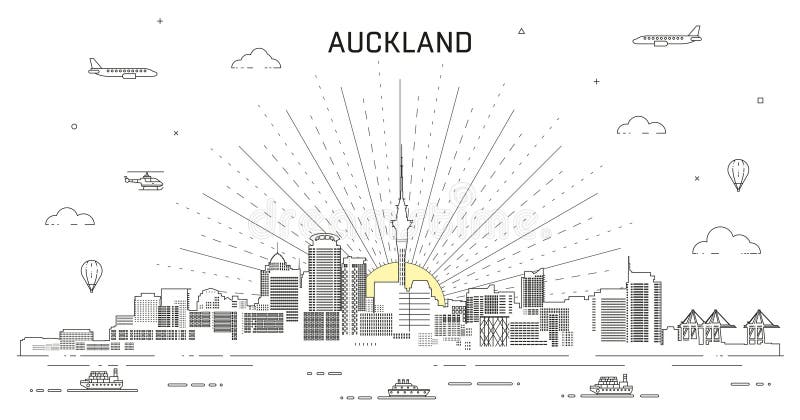 Auckland Cityscape Line Art Vector Illustration Stock Vector ...