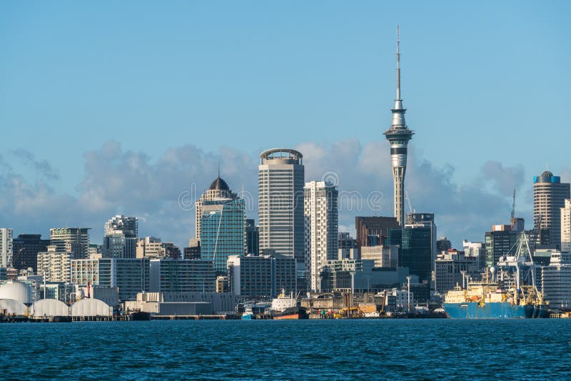 Auckland-Stadt Skyline, Neuseeland Stockfoto - Bild von panorama ...