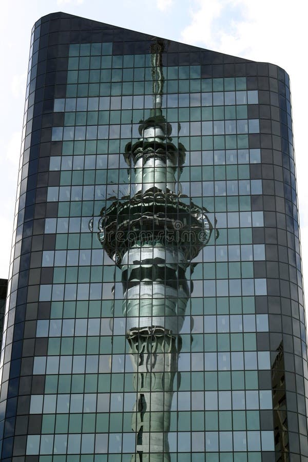 Auckland tower stock image. Image of zealand, mirror, pacific - 1665137