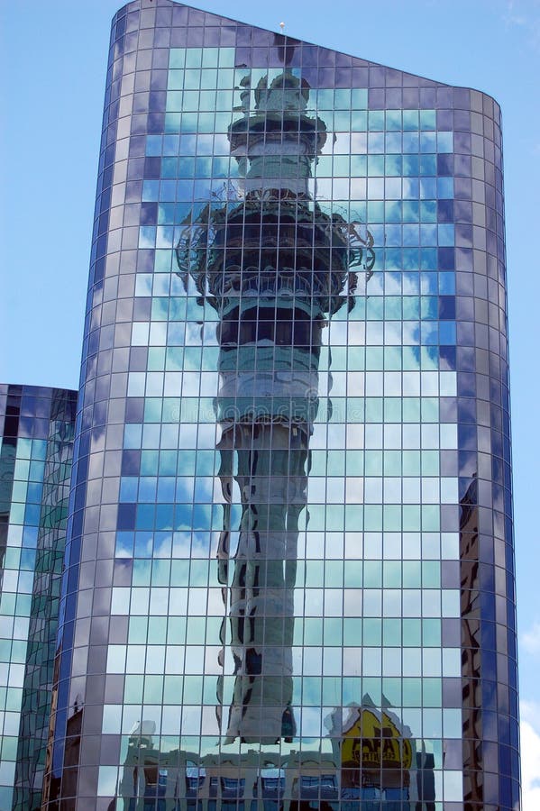 Auckland Tower Building Reflection Stock Photo - Image of auckland ...