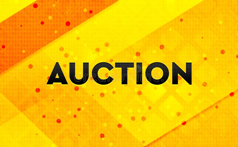 Auction Abstract Digital Banner Yellow Background Stock Illustration ...
