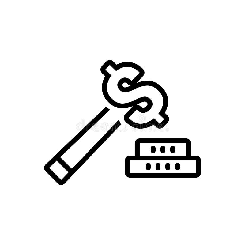 Black Line Icon for Auction, Bid and Bidding Stock Vector ...