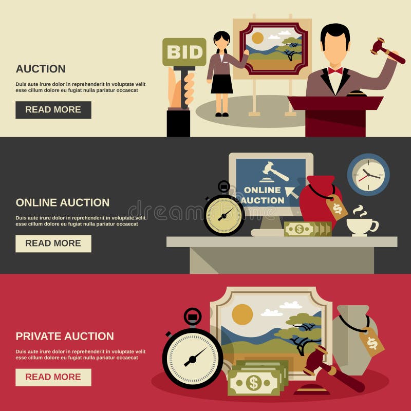 Auction Banners Set stock vector. Illustration of aged - 209927564