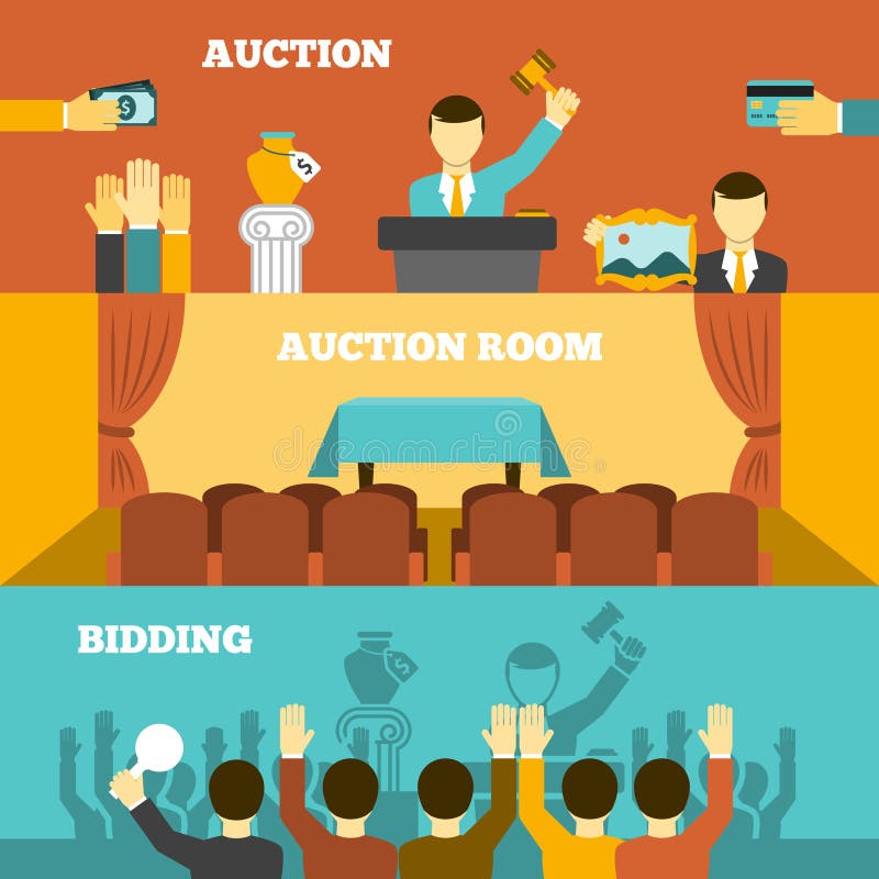 Auction Banners Set stock vector. Illustration of people - 58750247