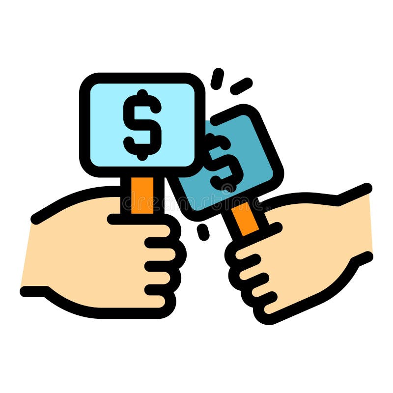 Auction Bidding Icon Color Outline Vector Stock Vector - Illustration ...