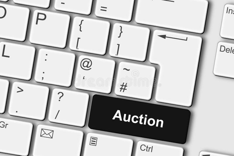 Auction Concept PC Computer Keyboard 3d Illustration Stock Illustration ...
