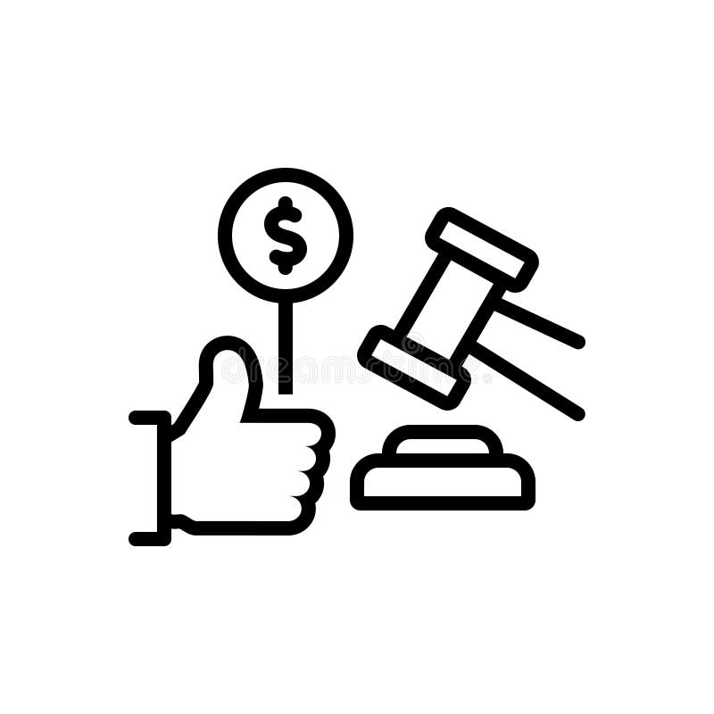 Black Line Icon for Auction, Sellout and Soldout Stock Vector ...
