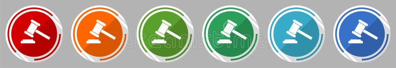 Auction Icon Set, Vector Illustration in 6 Colors Options for Webdesign ...