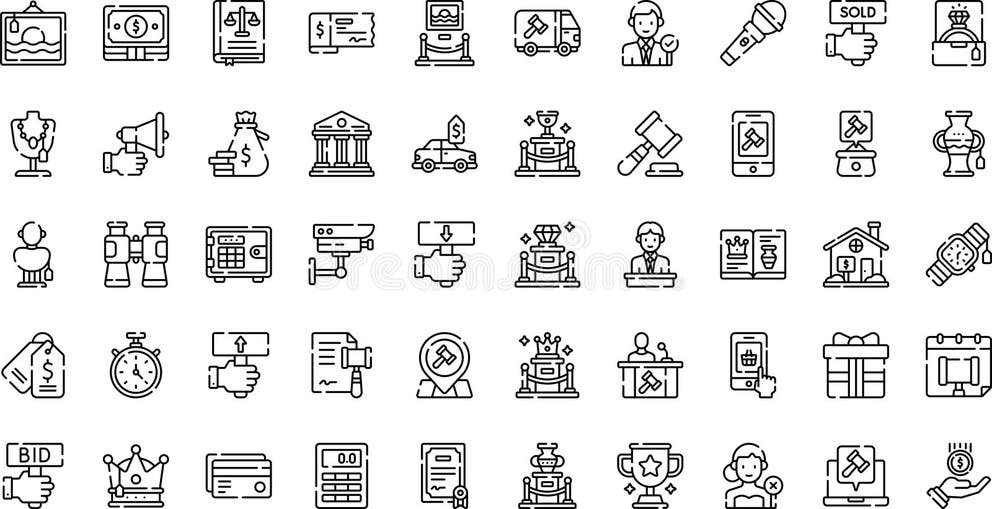 Auction Icons High-Quality Vector Icons Collection with Editable Stroke ...