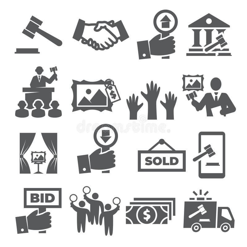 Auction icons stock illustration. Illustration of finance - 1443193