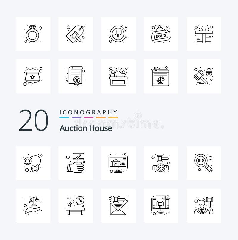 20 Auction Line Icon Pack Like Search Explore Label Wrist Clock Stock ...