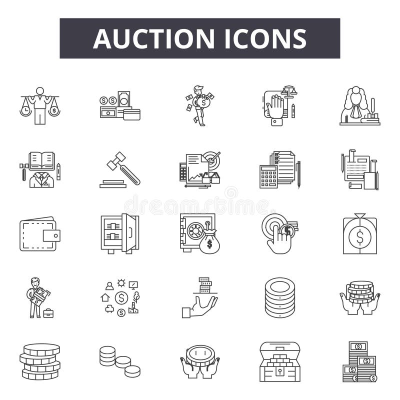 Auction Line Icons, Signs, Vector Set, Outline Illustration Concept ...
