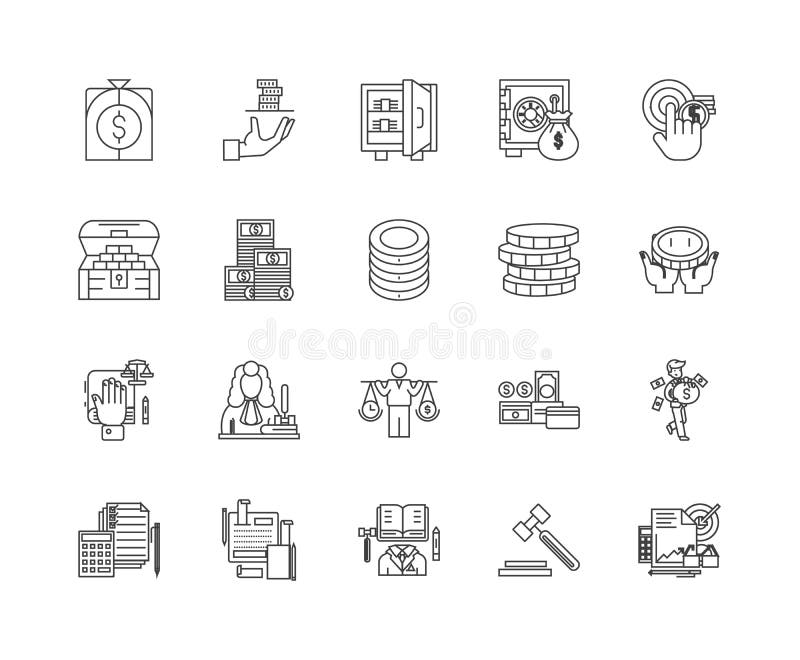 Auction Line Icons, Signs, Vector Set, Outline Illustration Concept ...