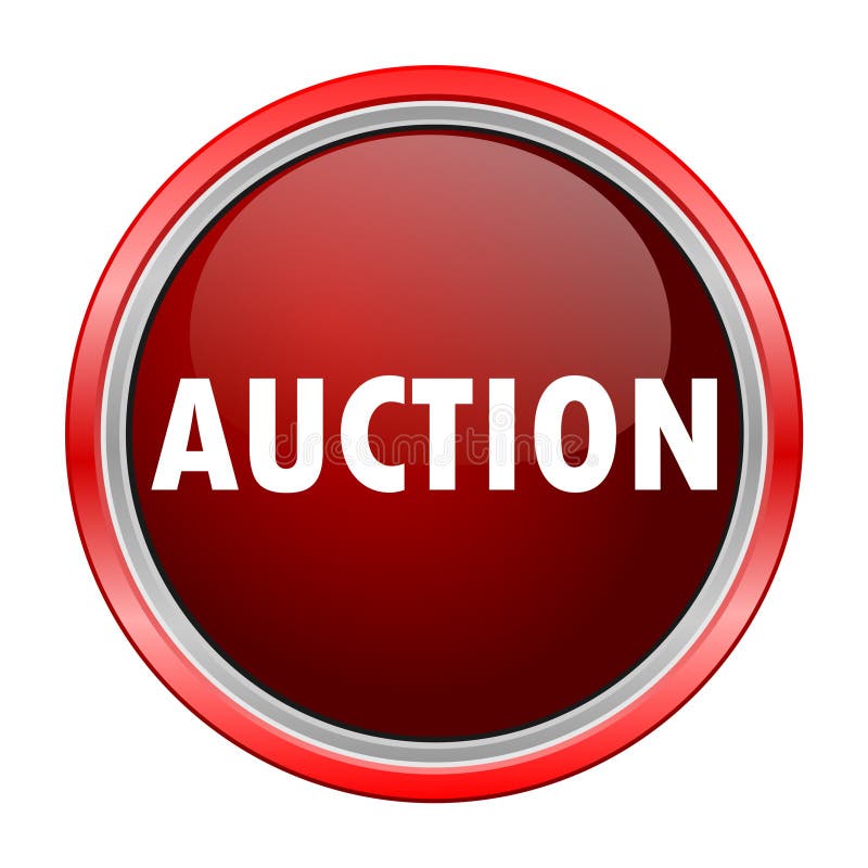 Auction Round Metallic Red Button Stock Vector - Illustration of dialog ...