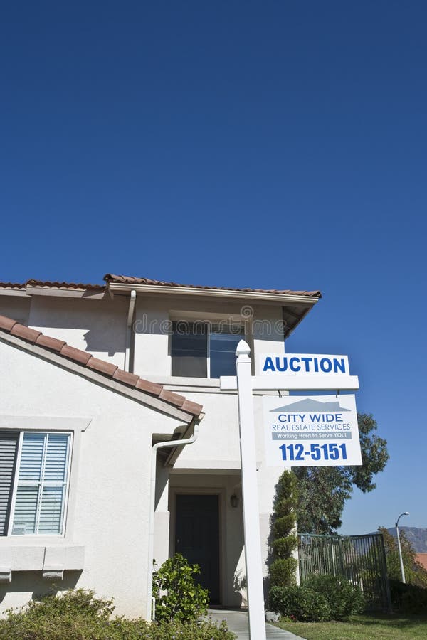 Auction Sign Outside house editorial stock image. Image of ...