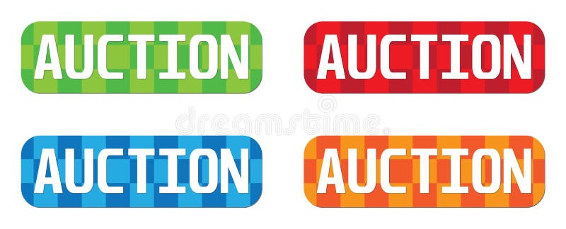 AUCTION Text, on Rectangle, Zig Zag Pattern Stamp Sign. Stock ...