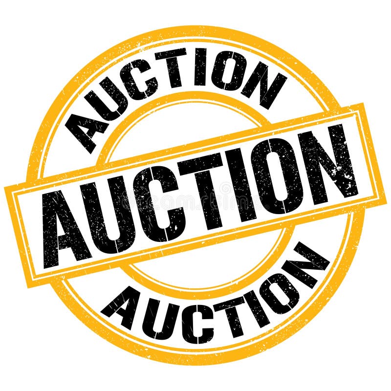 AUCTION Text on Yellow-black Round Stamp Sign Stock Illustration ...