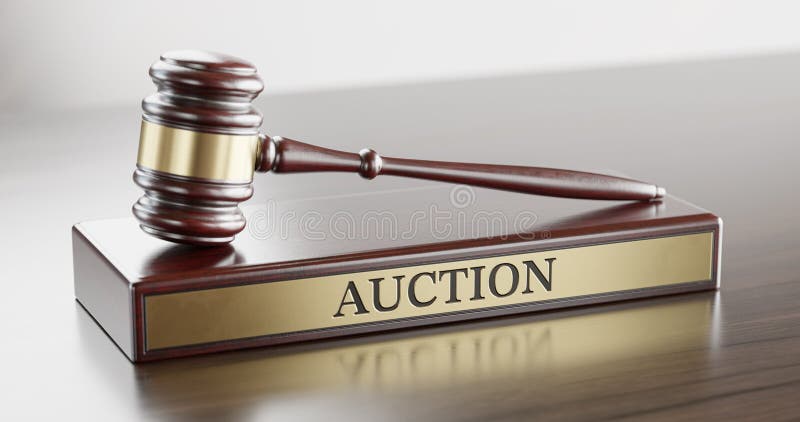 Auction: Wooden Gavel Hammer and Stand with Text Word Stock ...