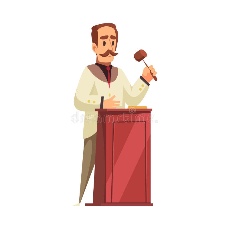 Auctioneer Flat Illustration Stock Vector - Illustration of quality ...