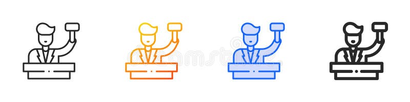 Auctioneer Icon.Thin Linear, Gradient, Blue Stroke and Bold Style ...