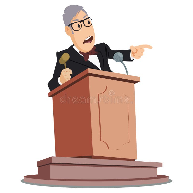 Auctioneer is on Podium. Lead of Trades. Illustration for Internet and ...