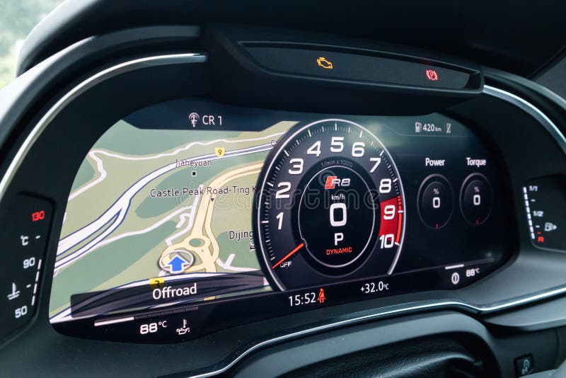 Audi R8 2018 Dashboard editorial stock photo. Image of speed - 130009308