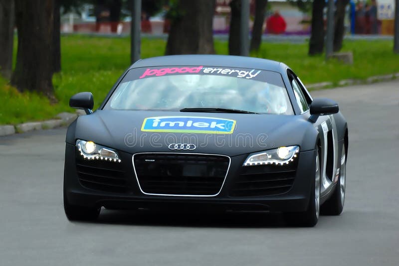 AUDI R8 BLACK - FRONT VIEW editorial stock photo. Image of automobile ...