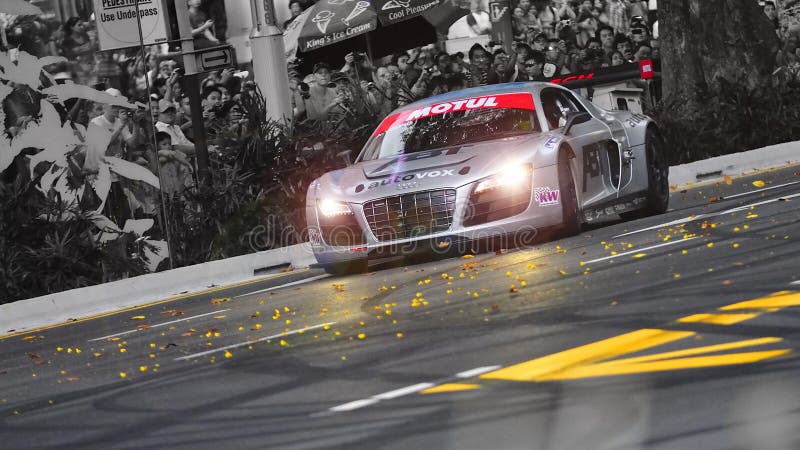 Audi R8 LMS Speed Down Orchard Road, Singapore Editorial Photography ...