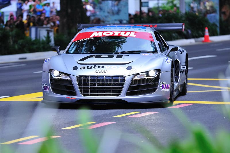 Audi R8 LMS Speed Down Orchard Road, Singapore Editorial Photography ...