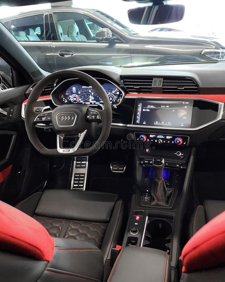 Audi RSQ3 Dashboard View, Black Leather Interior with Red Alcantara ...