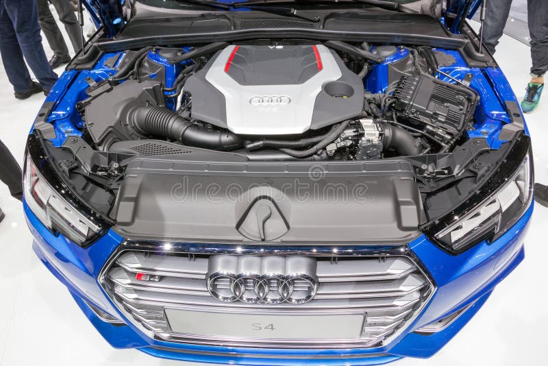 Audi S4 TFSI V6 Engine at the IAA 2015. Editorial Photo - Image of ...