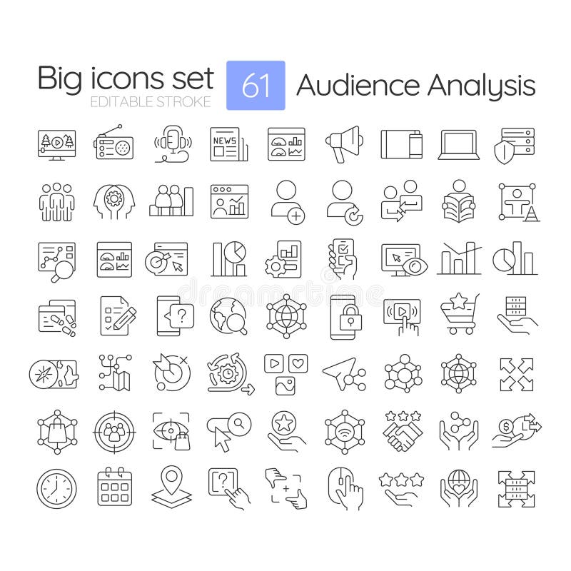 Audience Analysis Linear Icons Set Stock Illustration - Illustration of ...