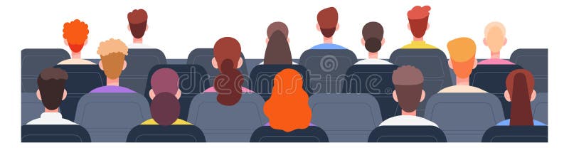 Audience Back View. People Sitting on Chair Rows Stock Vector ...
