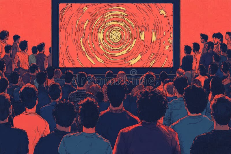 Audience Captivated by Swirling Spiral on a Giant Screen Stock Photo ...