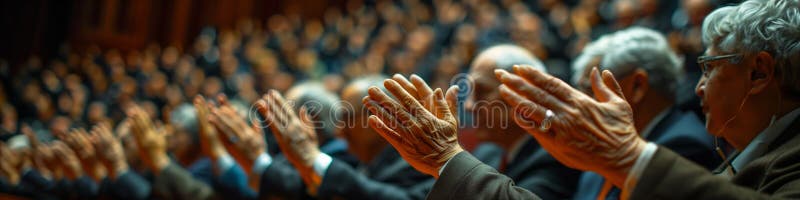 Audience Clapping in a Theater with a Blurred Background, Engaging with ...