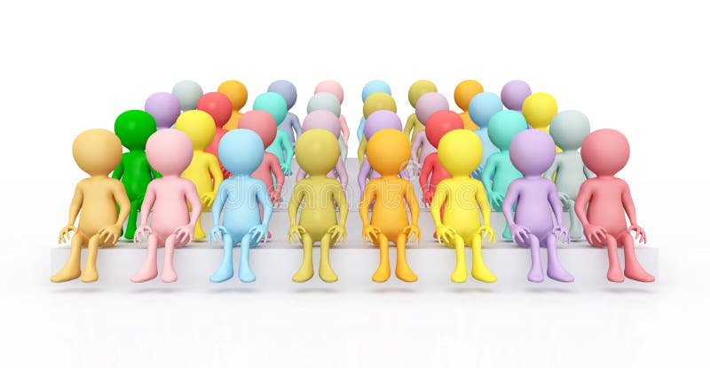 Audience with 3D figures stock illustration. Illustration of speech ...