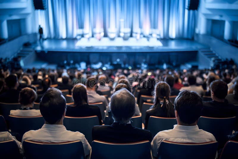 An Audience Facing a Lit Stage Suggests Focus and Importance Stock ...