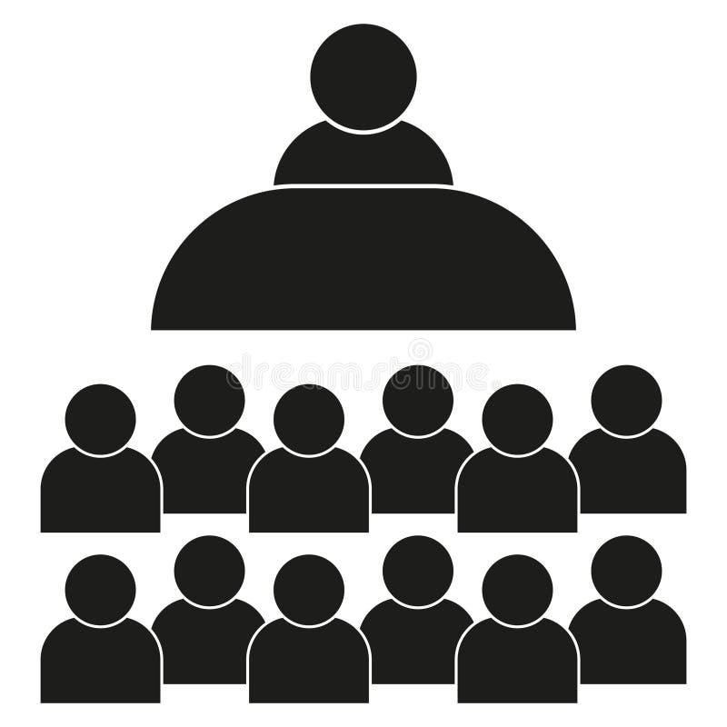 Audience Icon. Speaker and Crowd. Simple Black Silhouette. Vector ...