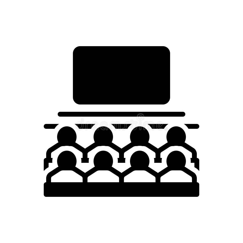 Black Solid Icon for Audience, Spectator and Cinema Stock Vector ...
