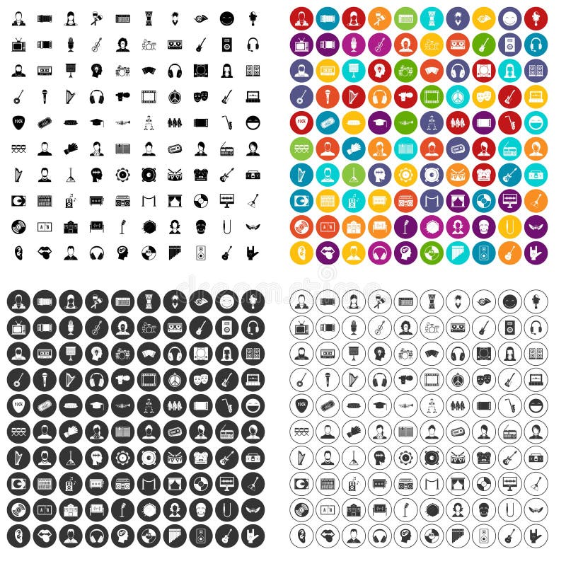 100 Audience Icons Set, Outline Style Stock Vector - Illustration of ...