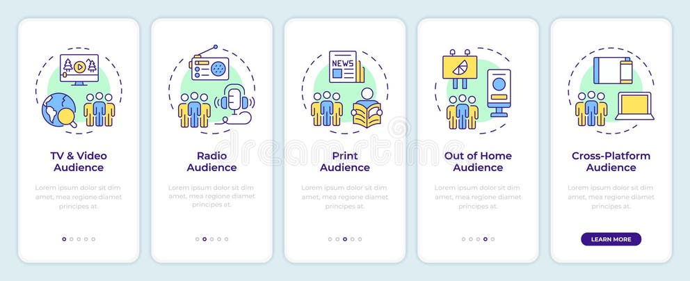 Audience Measurement Methods Onboarding Mobile App Screen Stock Illustration - Illustration of ...