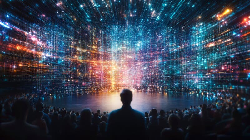 Audience Mesmerized by Vibrant Light Display in an Immersive Digital ...
