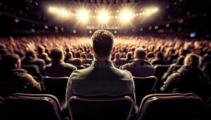 Back of Attendees in an Auditorium during a Concert Stock Illustration ...