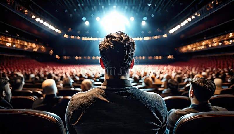 Back of Attendees in an Auditorium during a Concert Stock Illustration ...