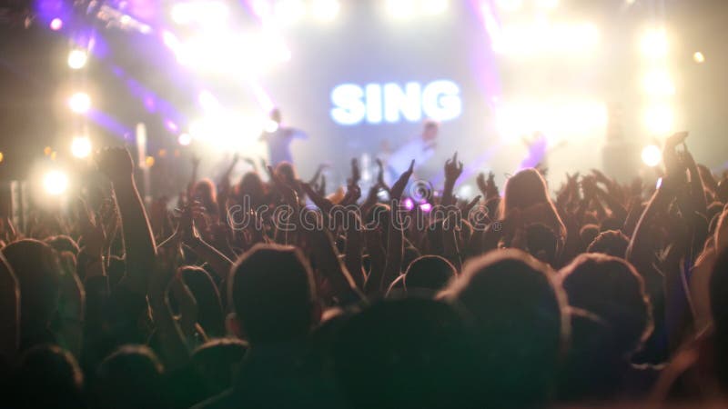 The Audience Raising Hands Up at the Open Air Concert Stock Image ...
