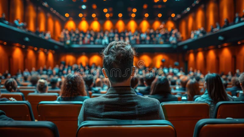 An Audience Sits in a Theater Watching a Performance Stock Photo ...