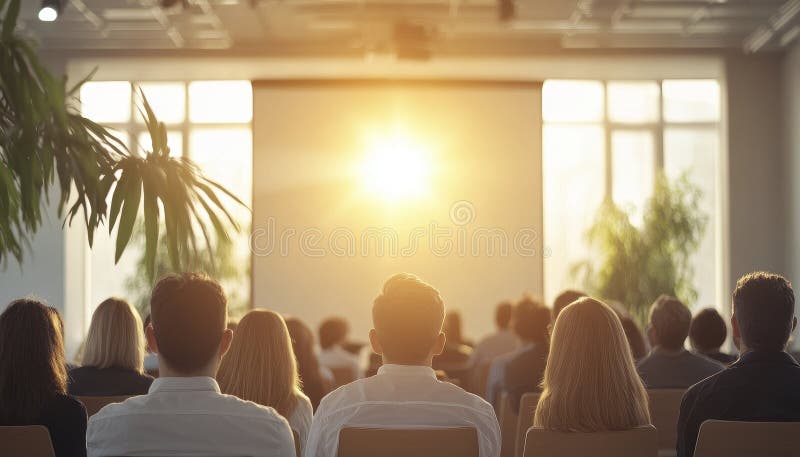Audience at Sunset Presentation Stock Illustration - Illustration of ...